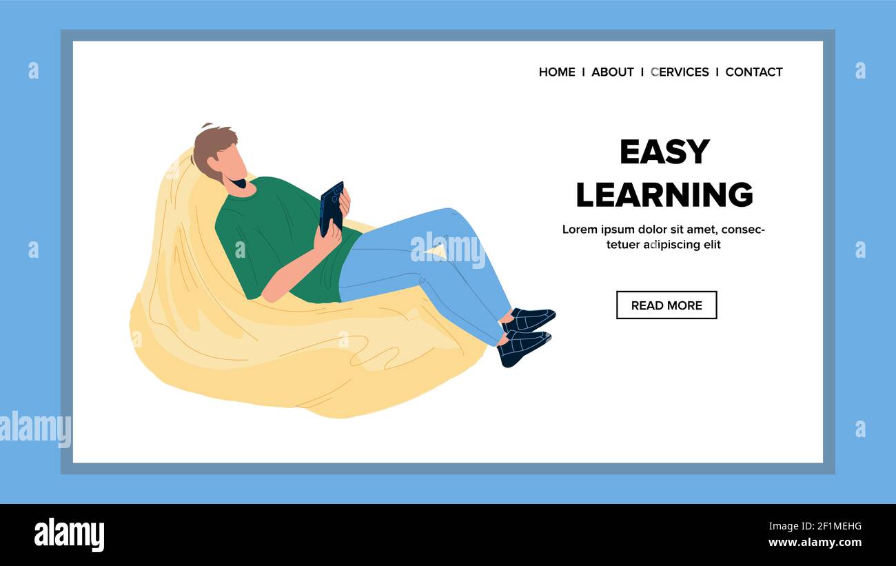 Easy Learning Lesson Boy On Smartphone Vector Stock Vector Image & Art ...