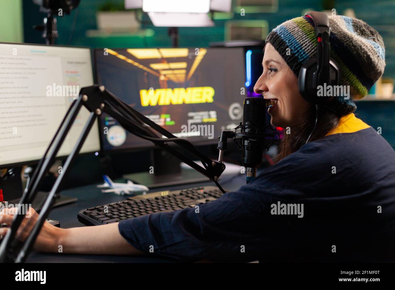 Videogame streamer losing videogame competition while wearing ...