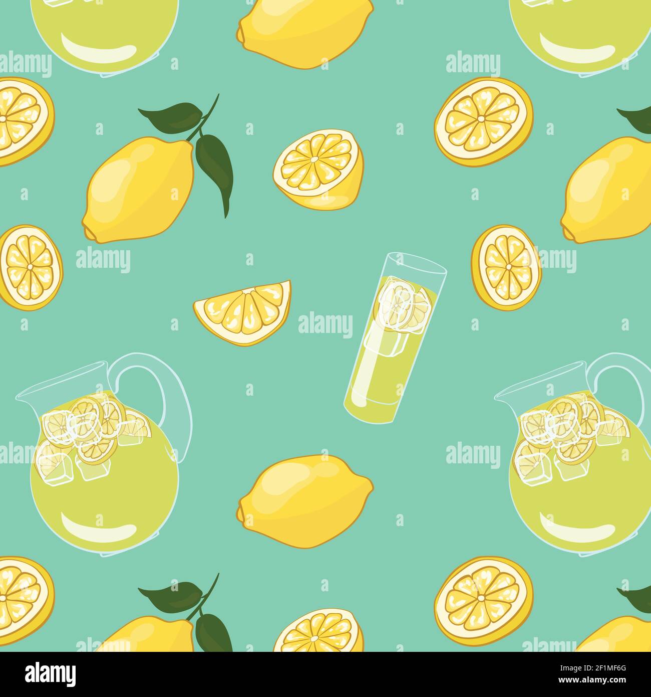 Colorful summer drink background with glass and jars of fresh lemonade ...