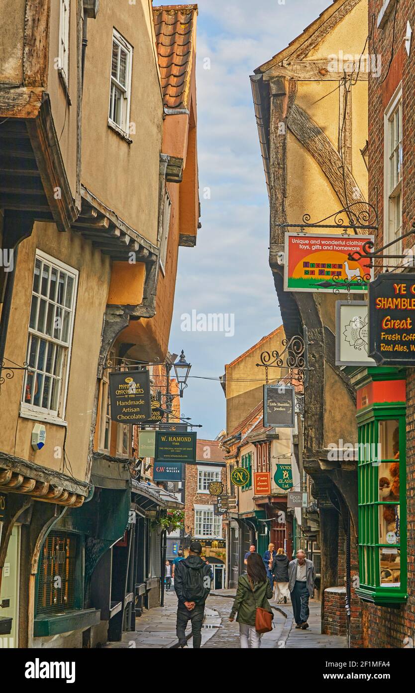The Shambles, one of the oldest streets in the historic heart of York ...