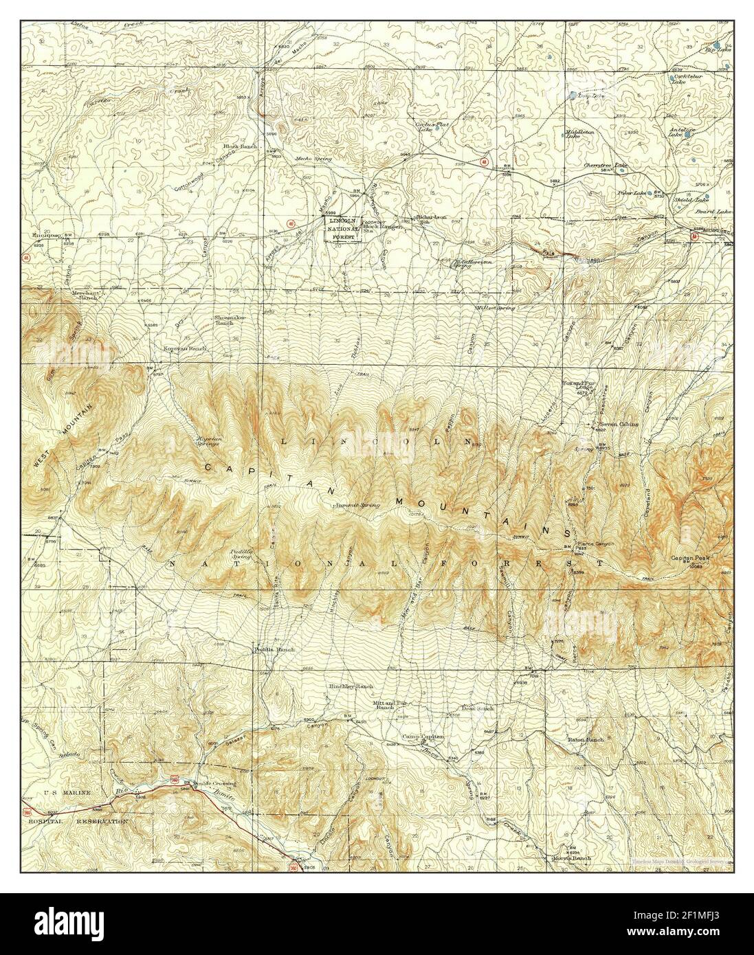 Capitan Mountains, New Mexico, map 1940, 1:62500, United States of ...