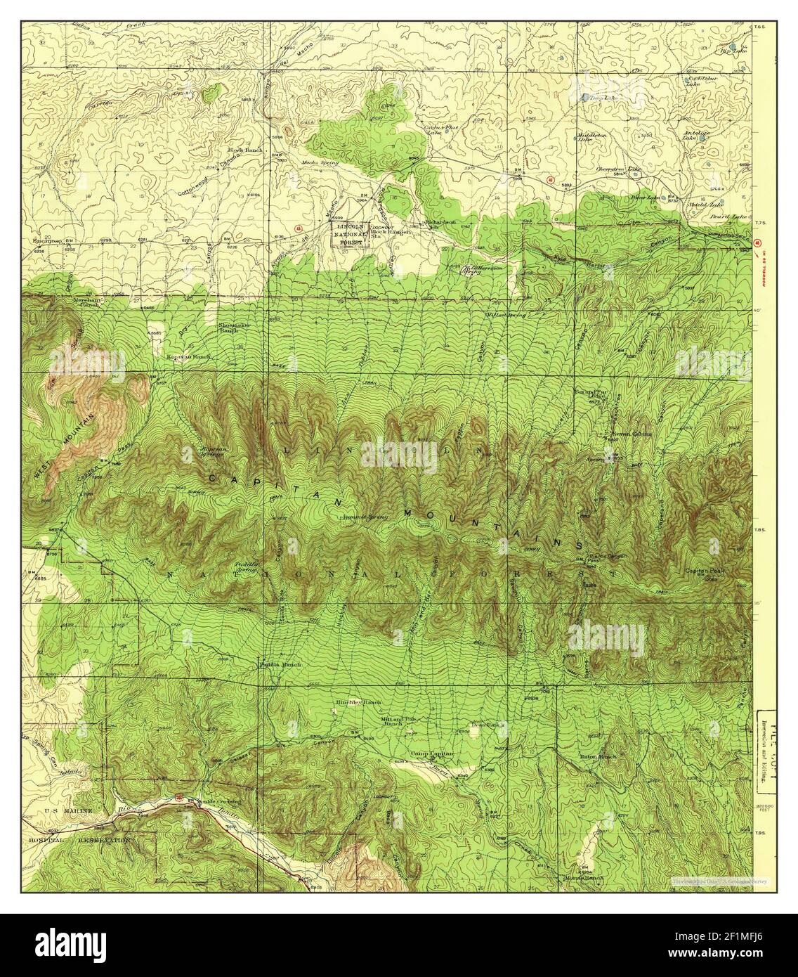 Capitan Mountains, New Mexico, map 1940, 1:62500, United States of ...