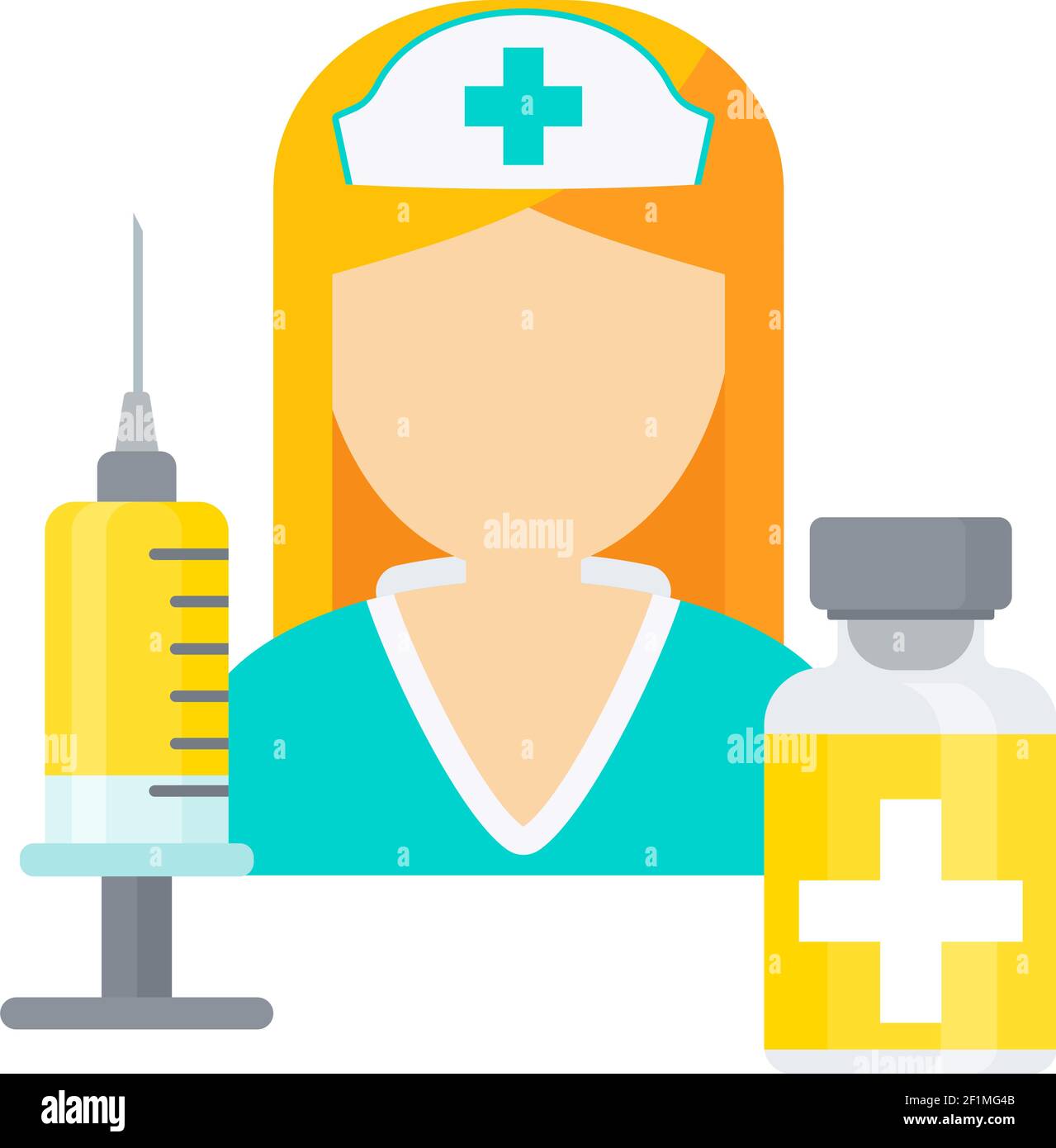 Vaccination schedule. Doctor with huge syringe and dose of vaccine ...