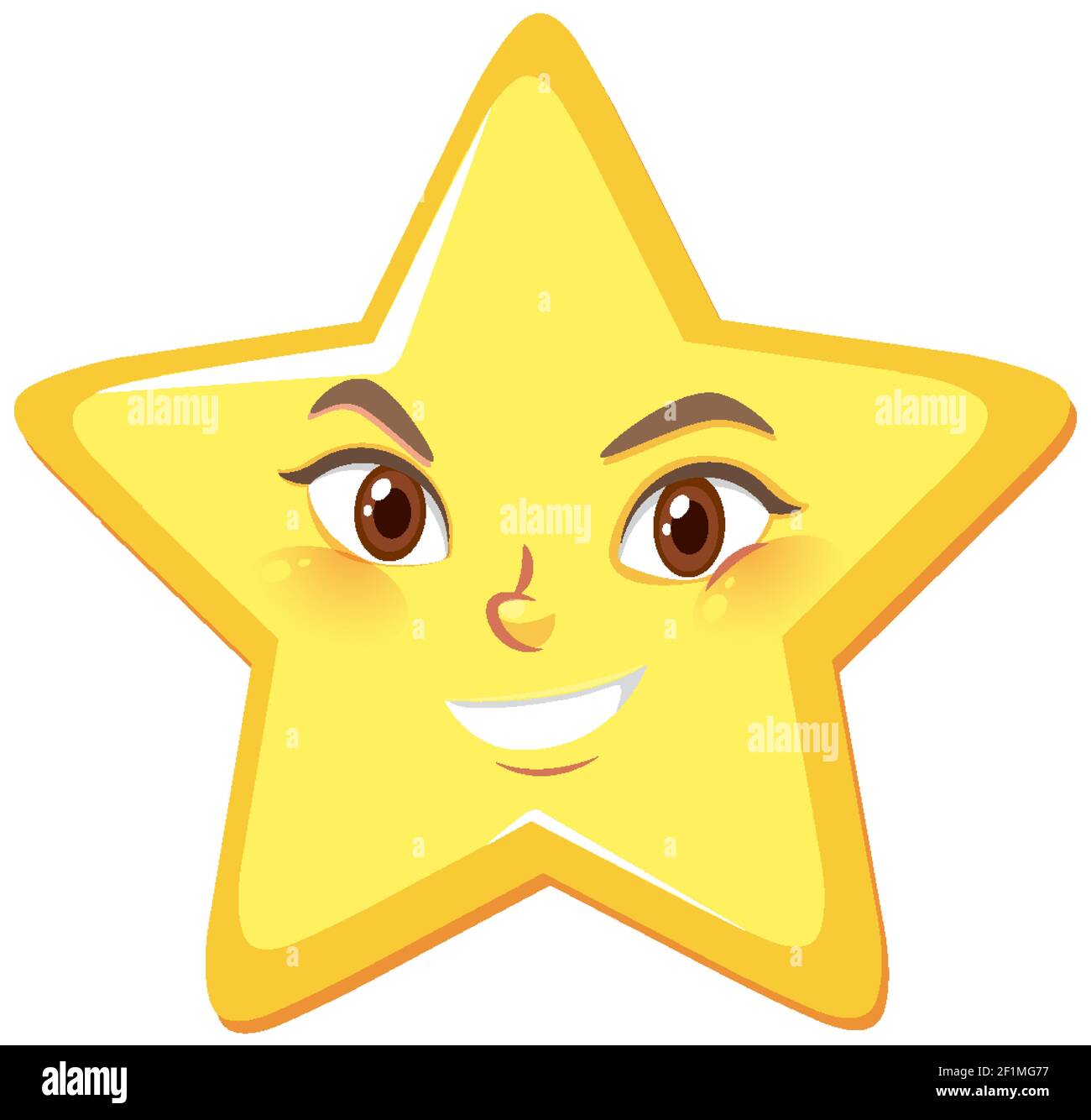 Star cartoon character with happy face expression on white background ...