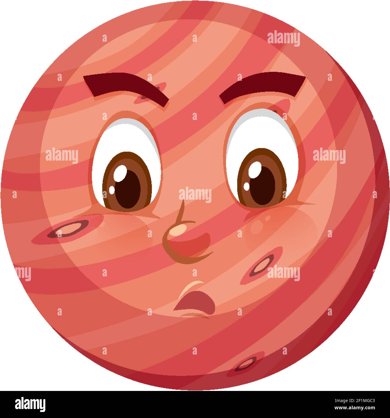 Mars cartoon character with naughty face expression on white background ...