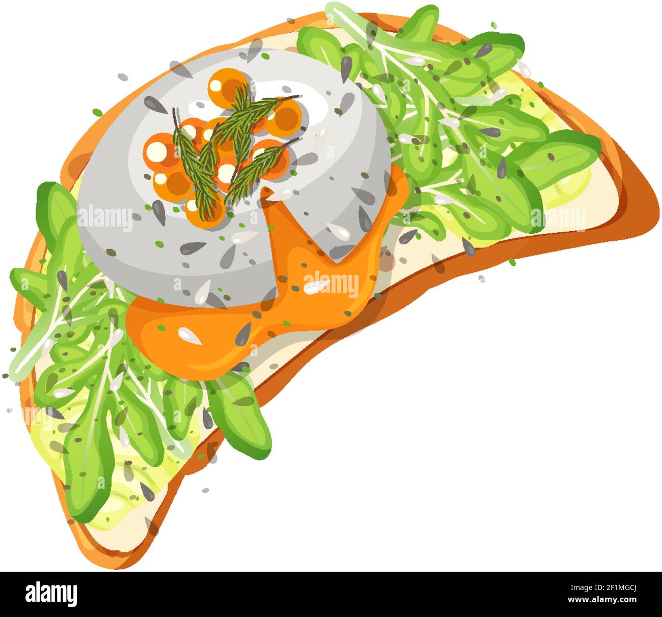 Top view of bread breakfast with topping illustration Stock Vector ...