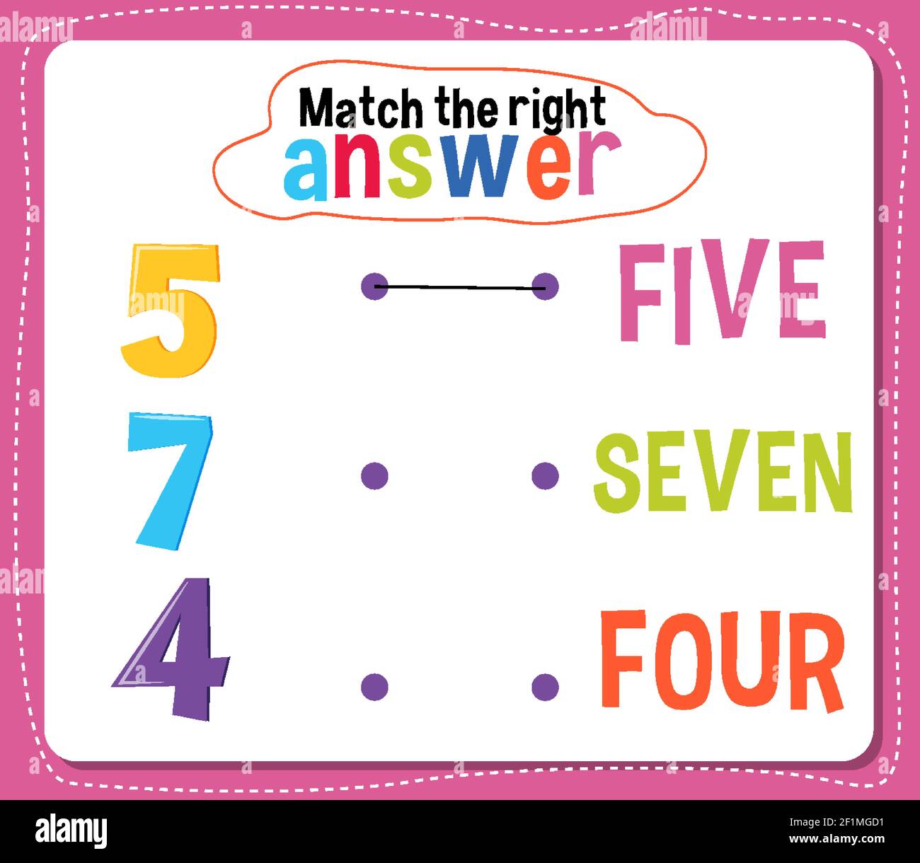 Match the right answer activity for kids illustration Stock Vector ...