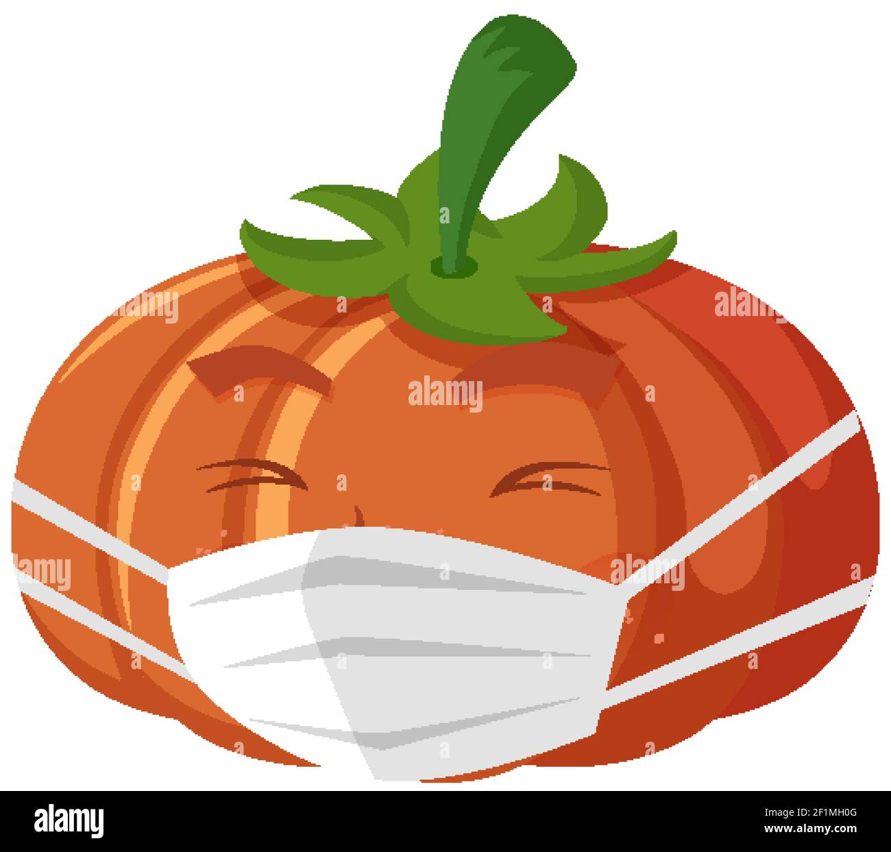Cute pumpkin cartoon character wearing mask on white background ...