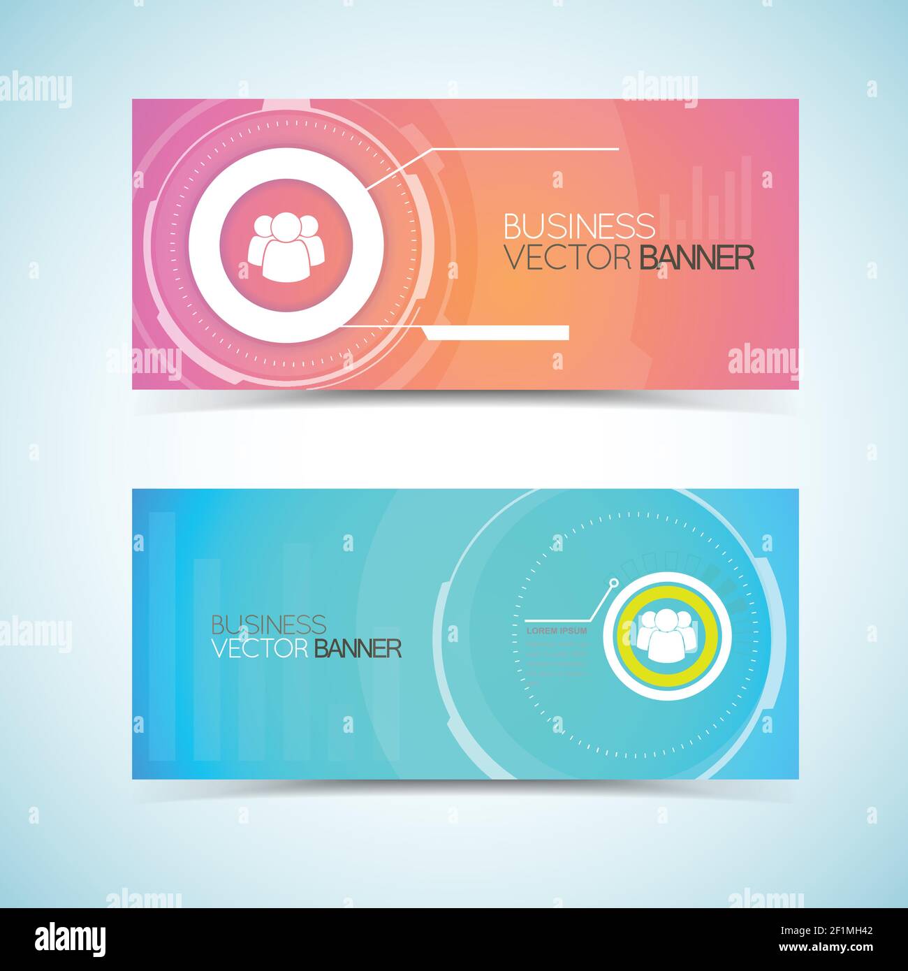 Horizontal business banners in pastel tones with teamwork icons and ...