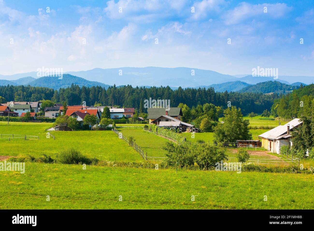 Rural village landscape in Bavarian Alps Stock Photo - Alamy