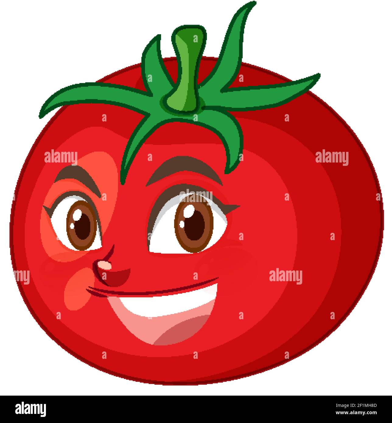 Tomato cartoon character with happy face expression on white background ...