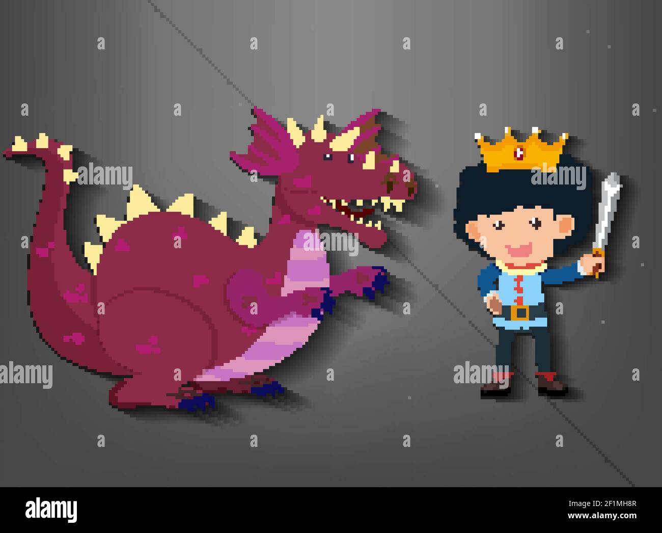 Little knight and dragon cartoon character illustration Stock Vector ...