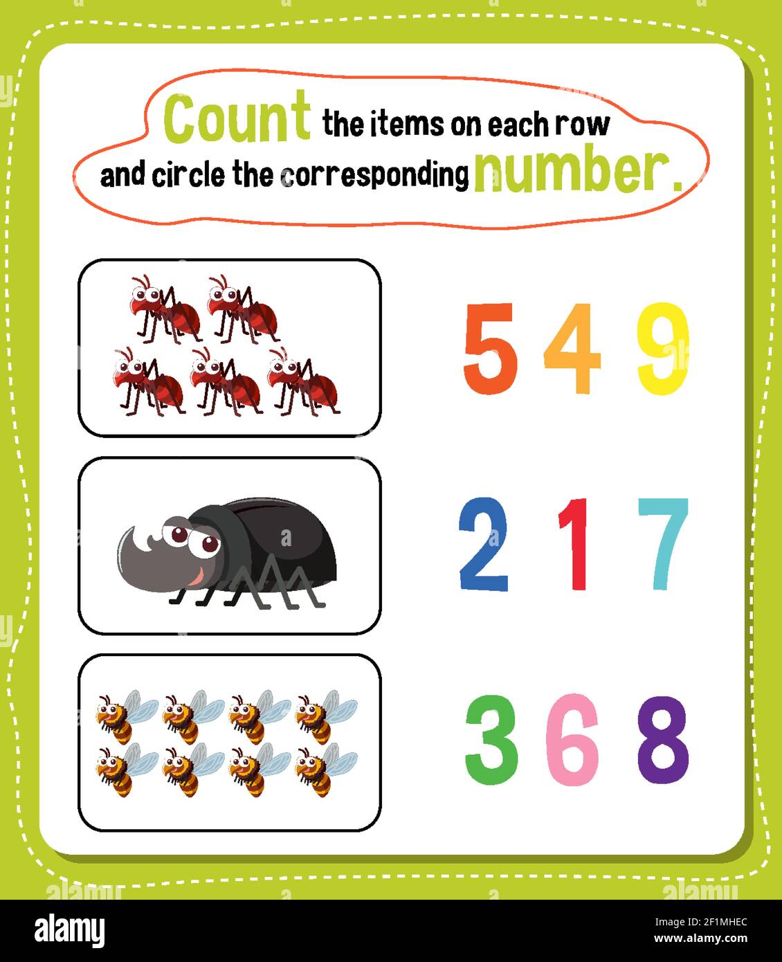 Math count number worksheet illustration Stock Vector Image & Art - Alamy