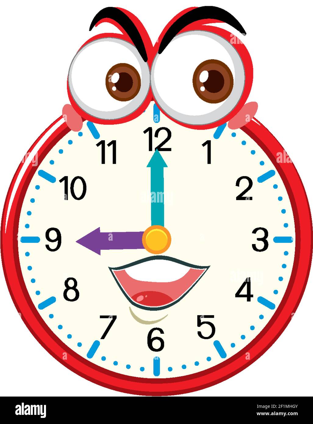 Clock cartoon character with facial expression illustration Stock ...