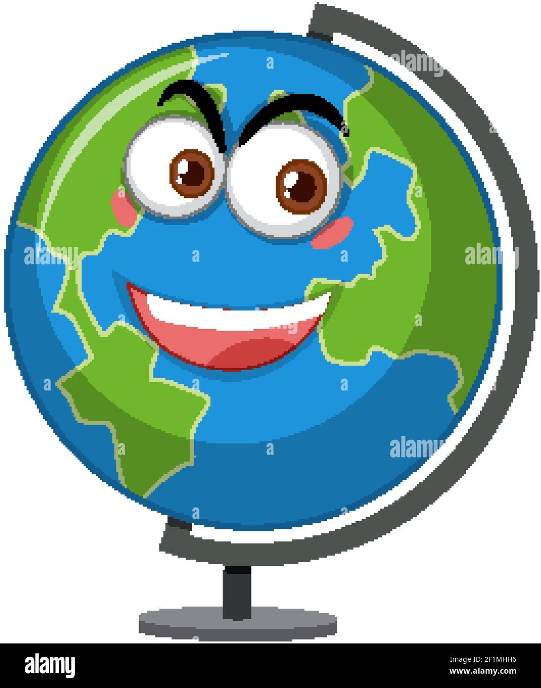 Globe cartoon character with happy face expression on white background ...