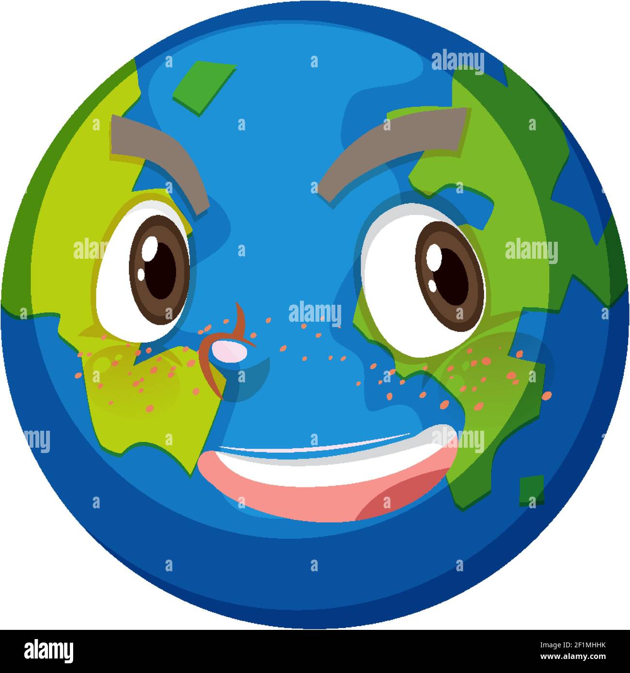Earth cartoon character with happy face expression on white background ...