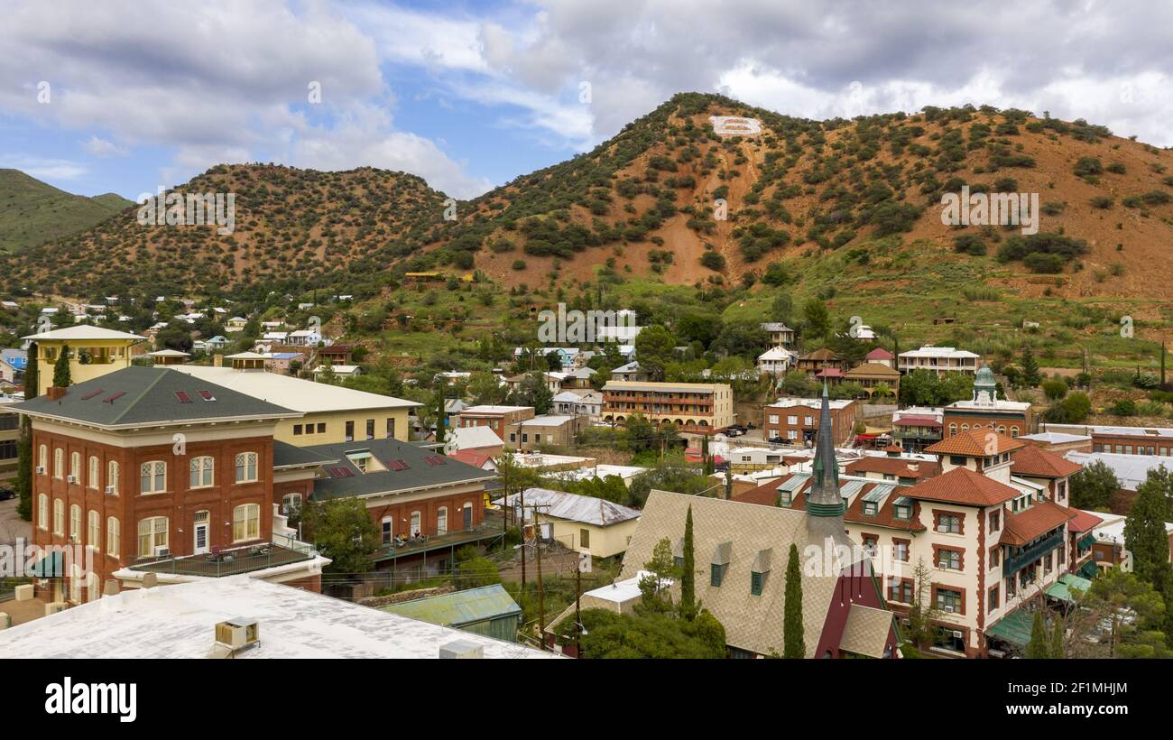 Over The Downtown City Center area of Bisbee Arizona USA Stock Photo ...