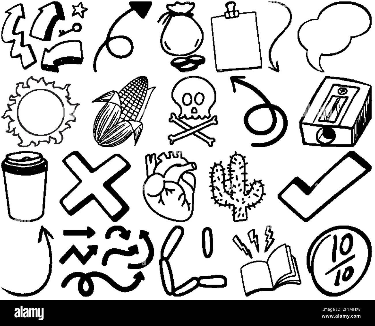 Set of item and symbol hand drawn doodle illustration Stock Vector ...