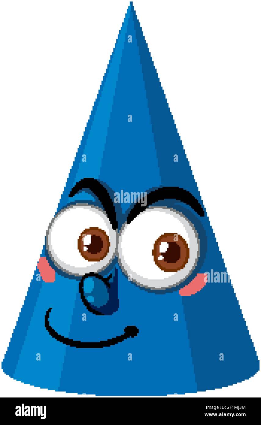 Cone cartoon character with face expression on white background ...