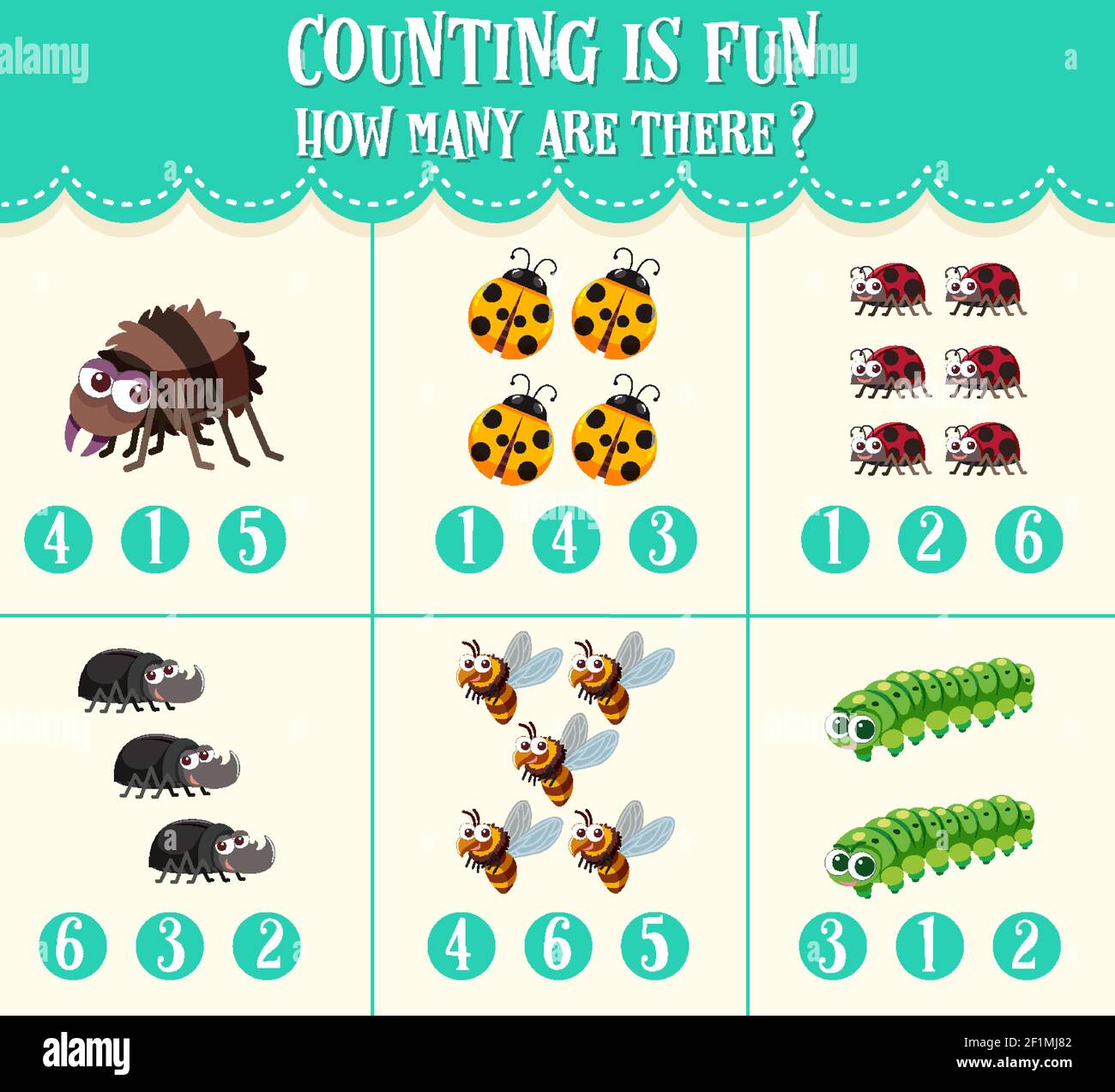 Number counting math worksheet for kids illustration Stock Vector Image ...
