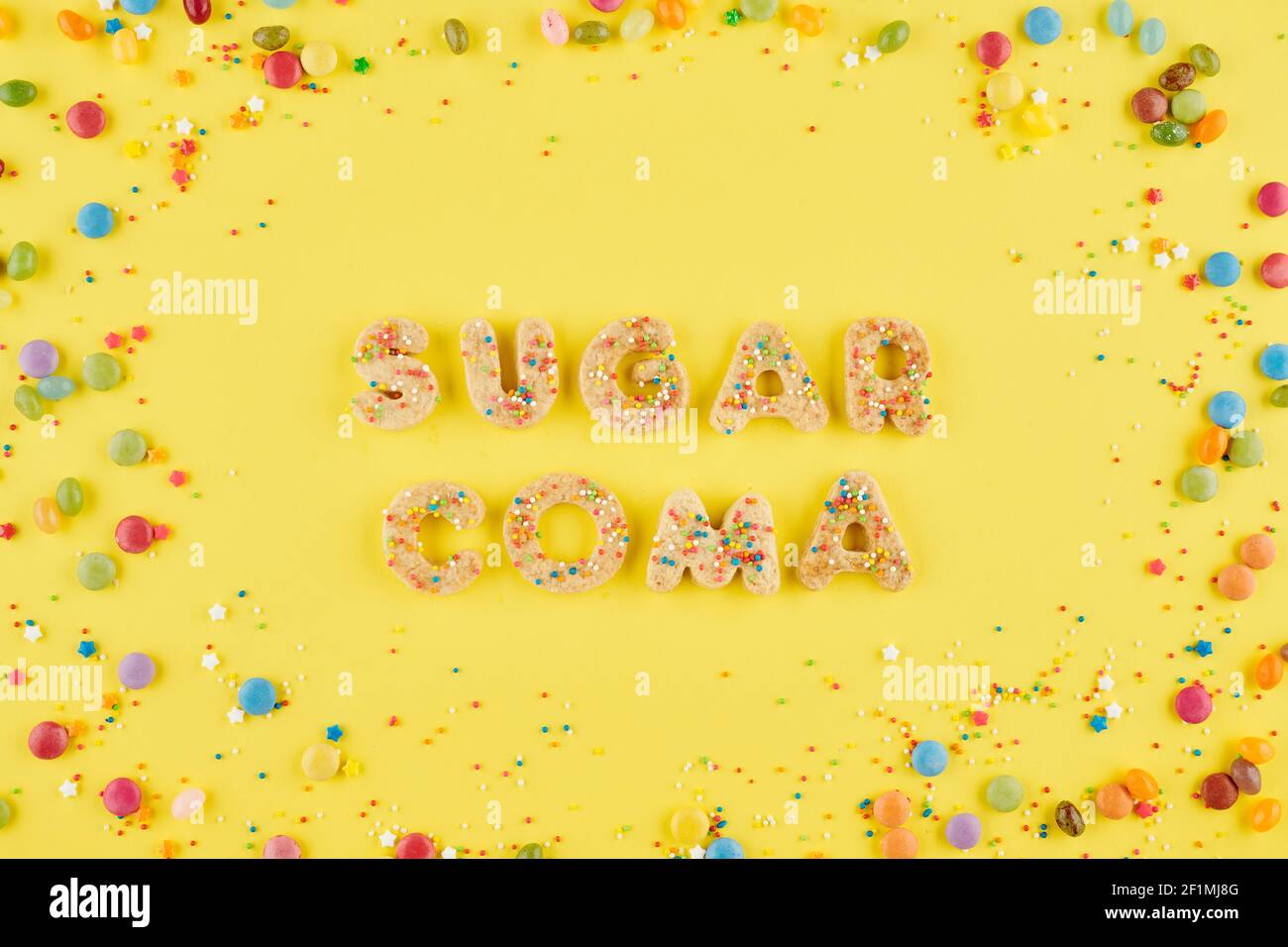Sugar coma wods made of sweet decorated homemade cookies, diet and ...