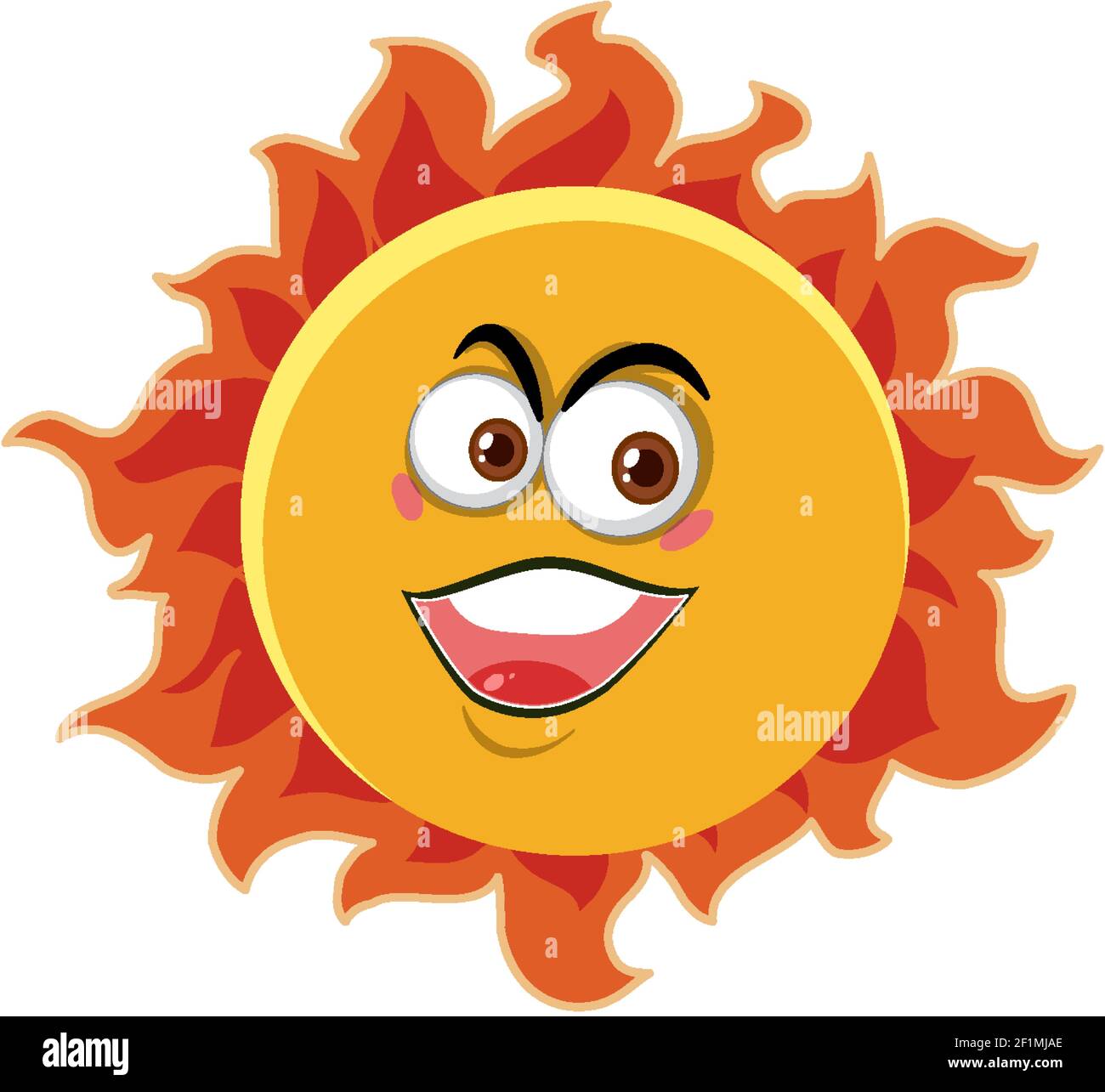 Sun cartoon character with happy face expression on white background ...