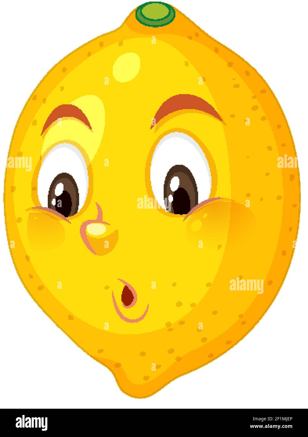 Lemon cartoon character with confused face expression on white ...