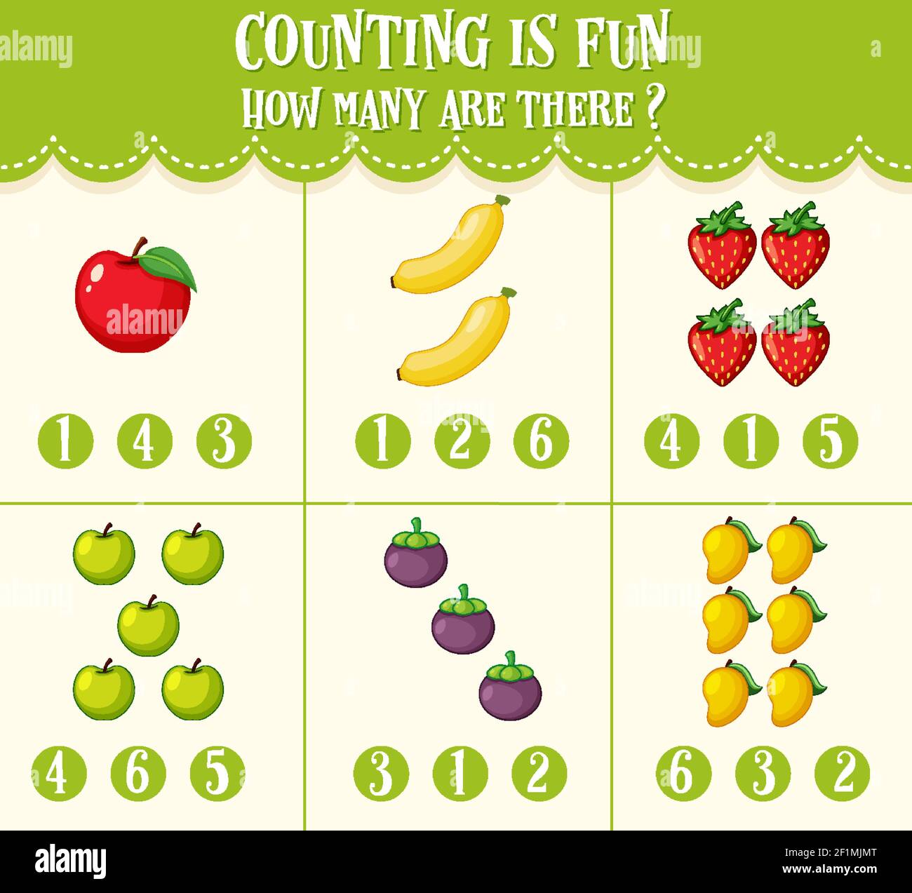 Number counting math worksheet for kids illustration Stock Vector Image ...