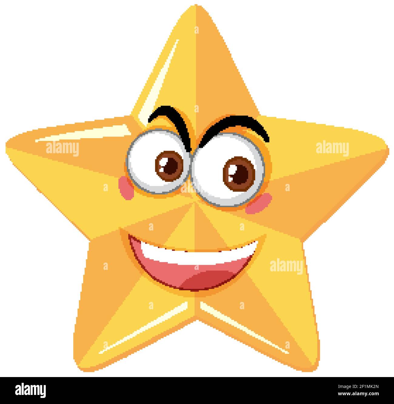 Star cartoon character with happy face expression on white background ...