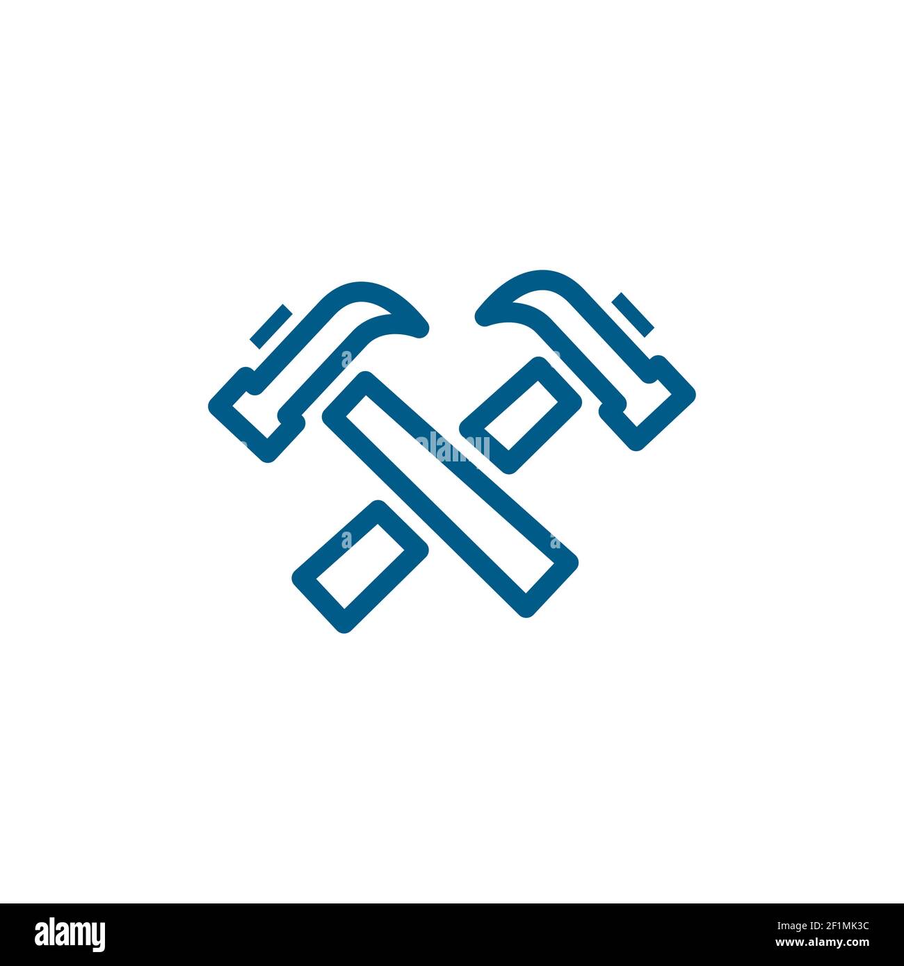Hammer Crossed Line Blue Icon On White Background. Blue Flat Style ...