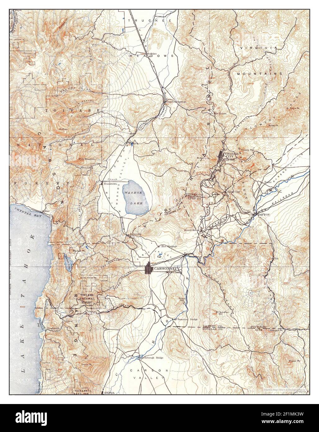 Carson City, Nevada, map 1893, 1:125000, United States of America by ...