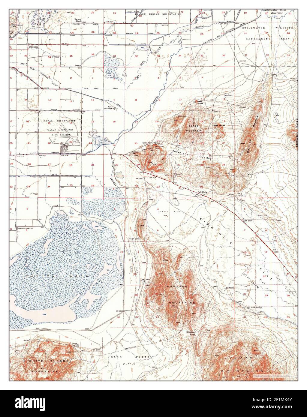 Carson Lake, Nevada, map 1951, 1:62500, United States of America by ...