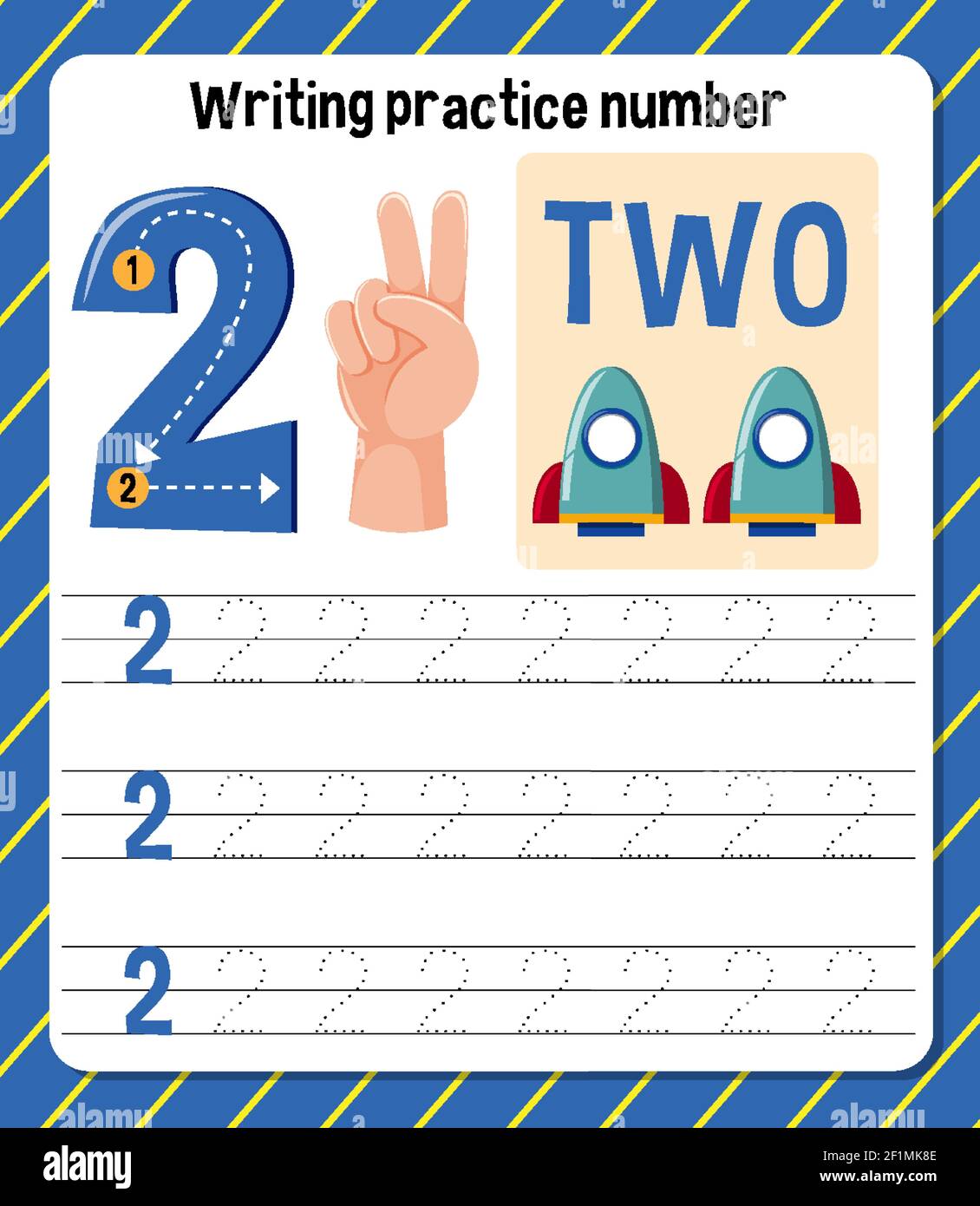 Writing practice number 2 worksheet illustration Stock Vector Image ...