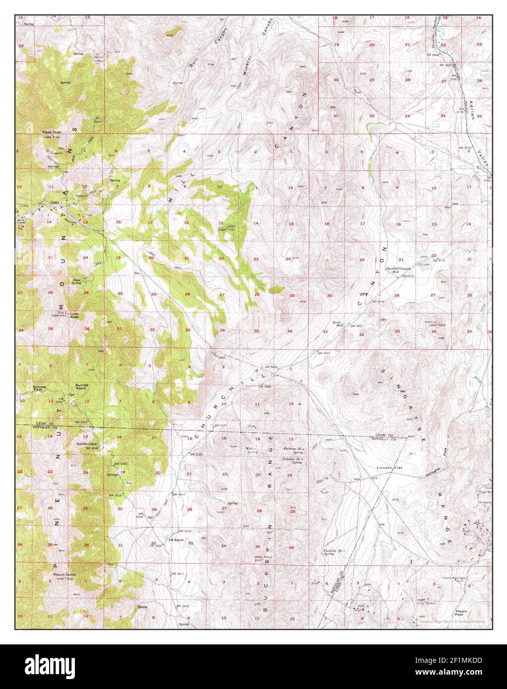 Como, Nevada, map 1957, 1:62500, United States of America by Timeless ...