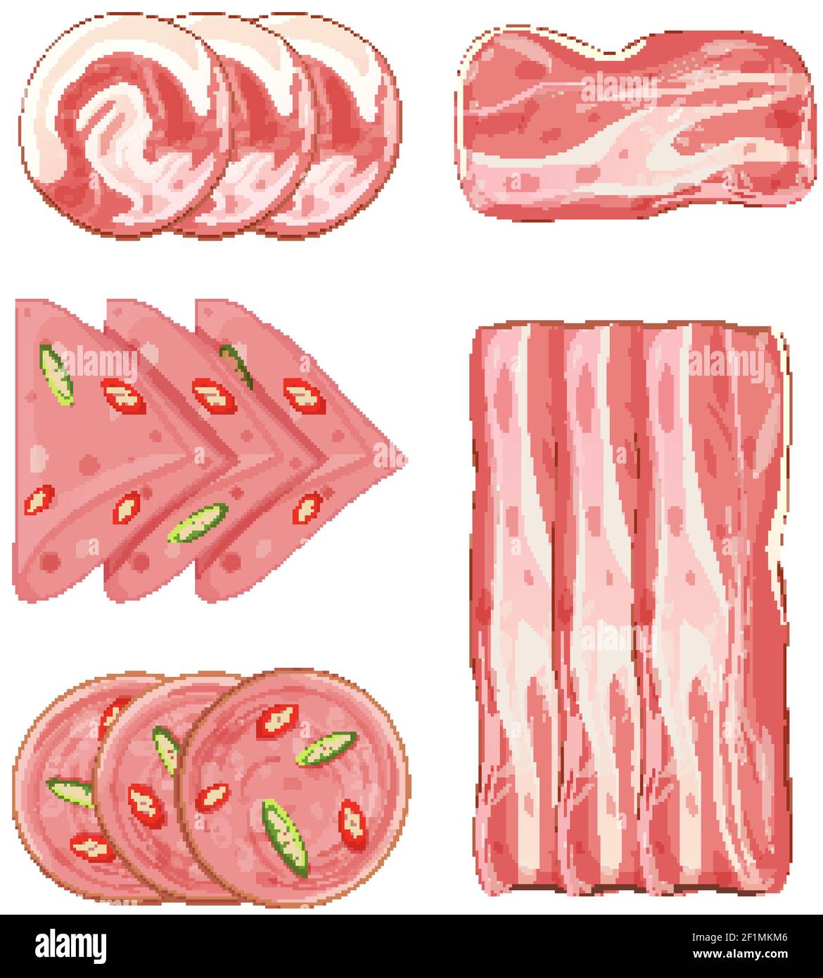 Set of pork product on white background illustration Stock Vector Image ...