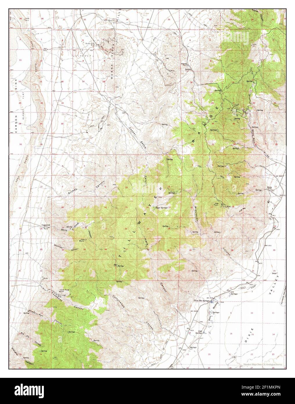 Dixie Hot Springs, Nevada, map 1966, 1:62500, United States of America ...