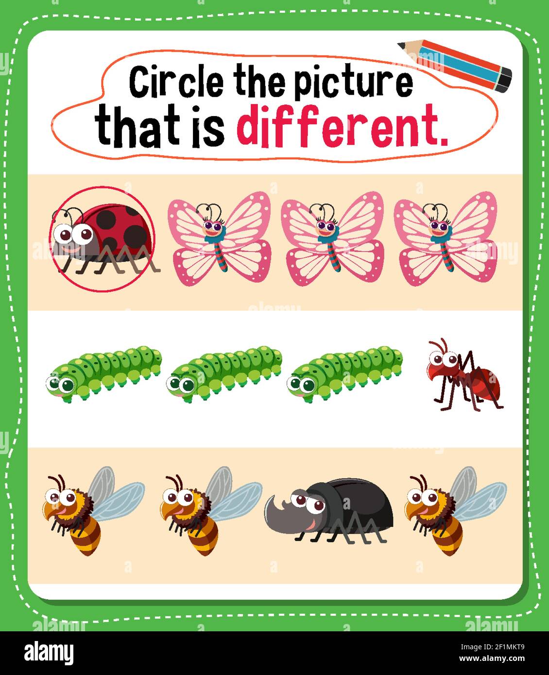 Circle the picture that is different activity for kids illustration ...