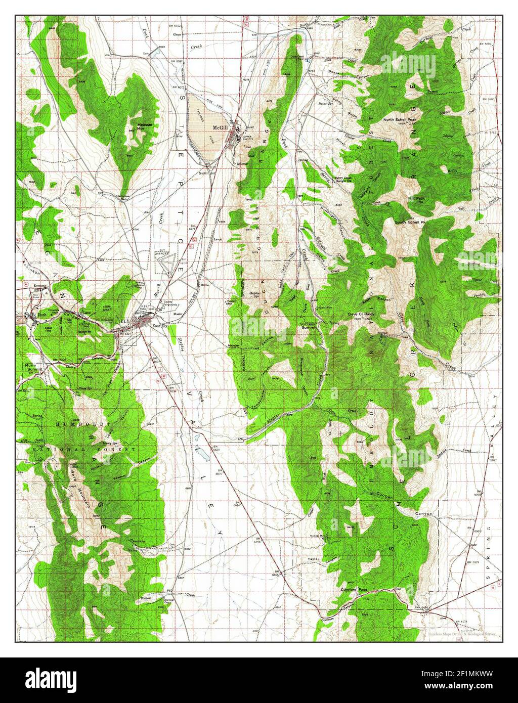 Ely, Nevada, map 1952, 1:125000, United States of America by Timeless ...