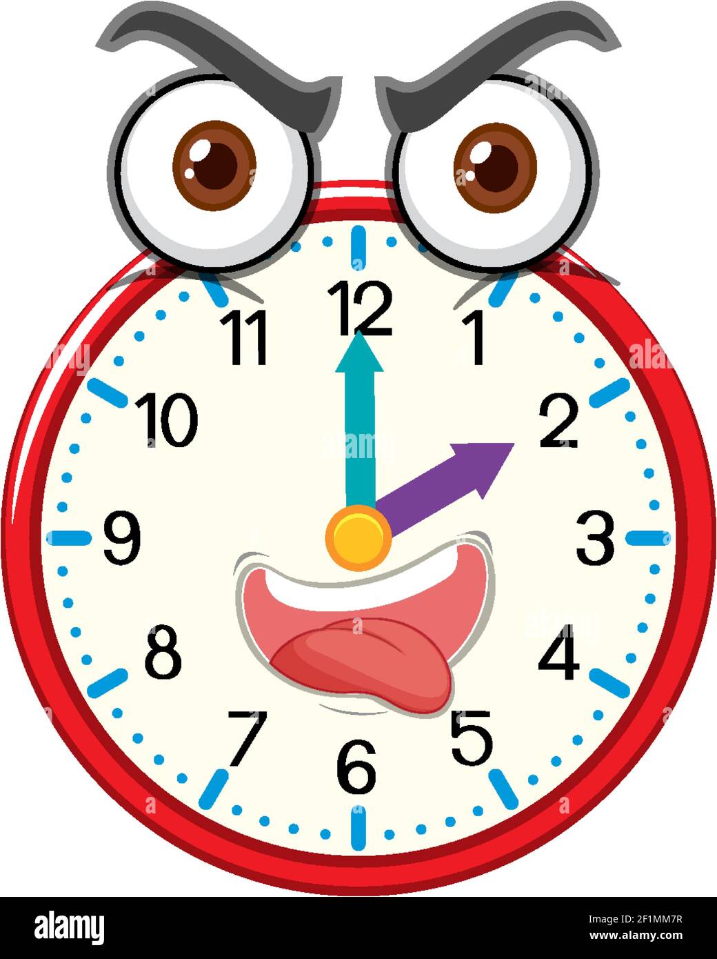 Clock cartoon character with facial expression illustration Stock ...