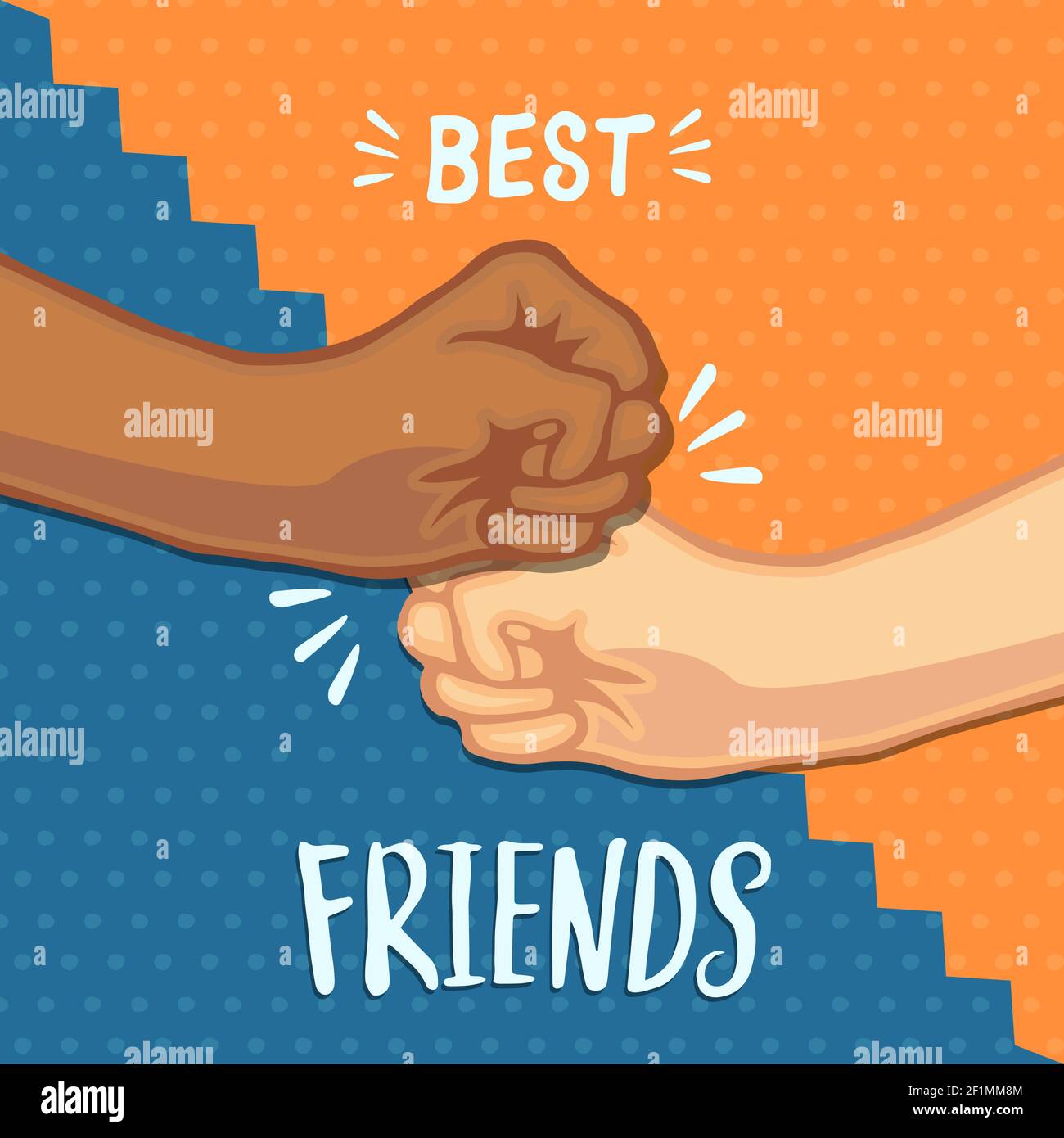 Friendship Day greeting card illustration of two friends doing fist ...