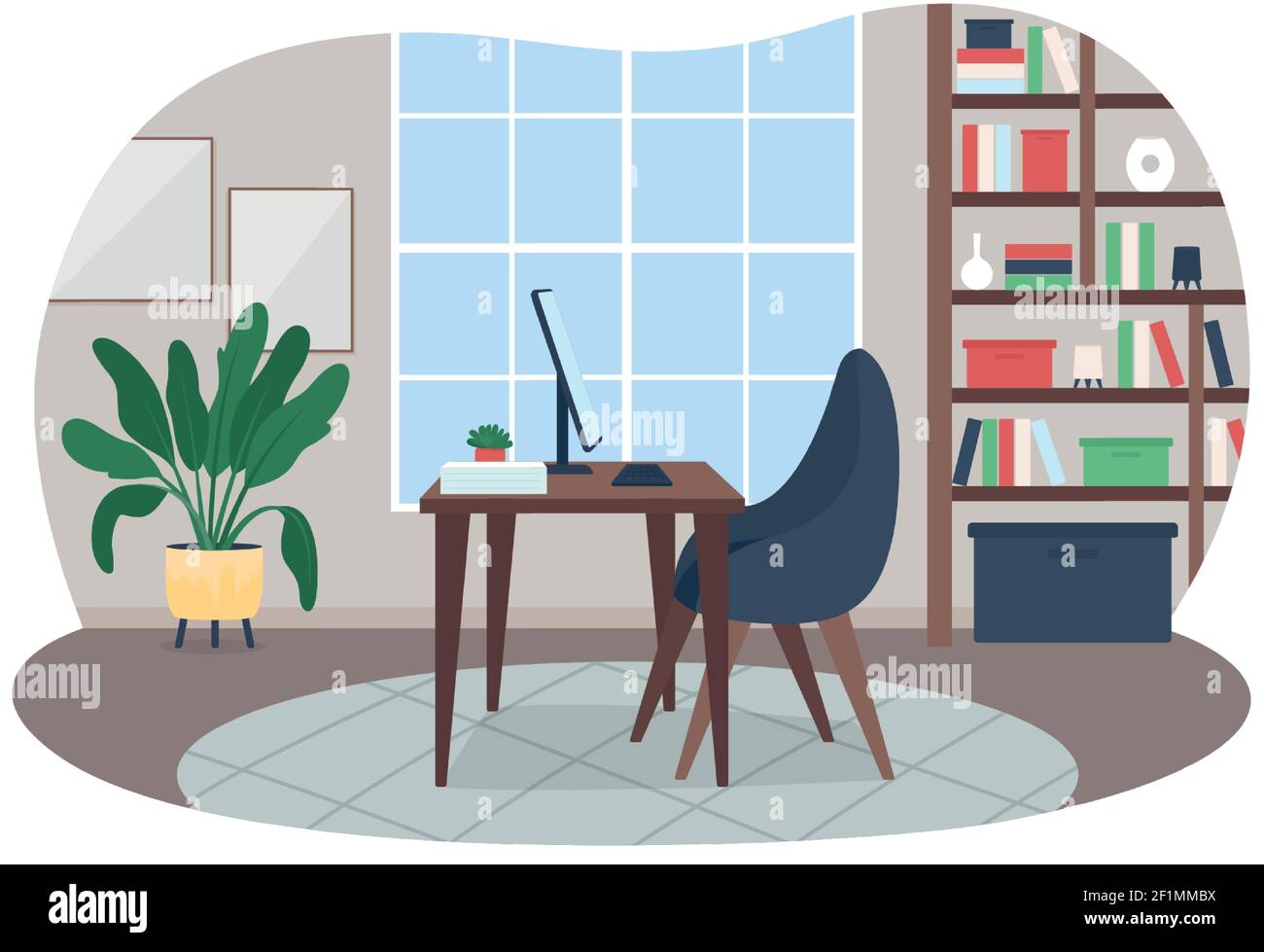 Home workspace 2D vector web banner, poster Stock Vector Image & Art ...