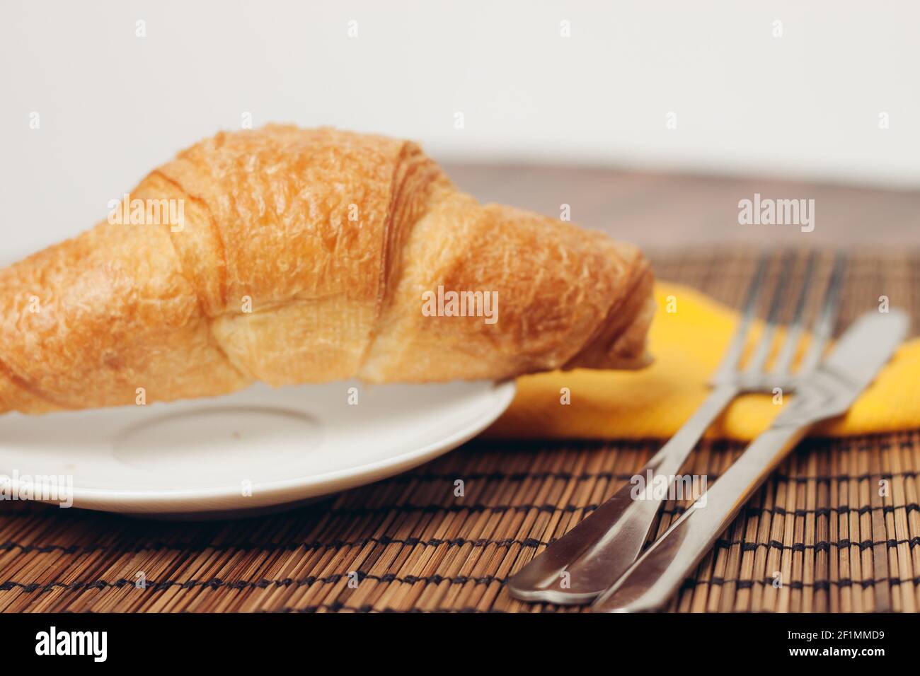 fresh croissants on the table breakfast food ration morning Stock Photo ...
