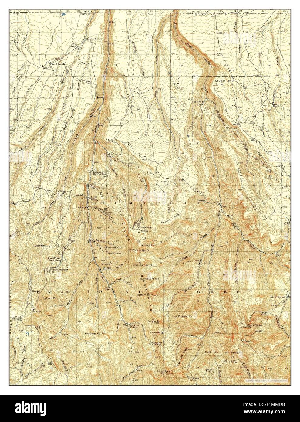 Jarbidge, Nevada, map 1945, 1:62500, United States of America by ...