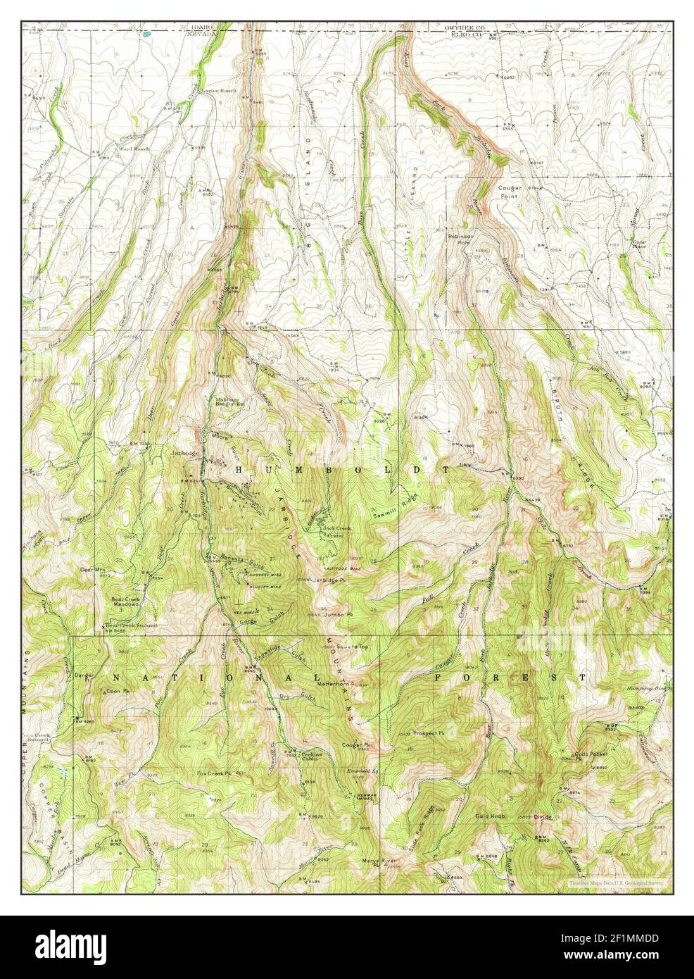 Jarbidge, Nevada, map 1943, 1:62500, United States of America by ...