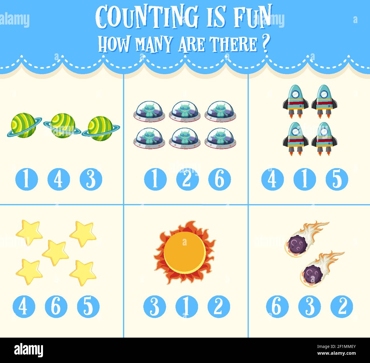 Number counting math worksheet for kids illustration Stock Vector Image ...