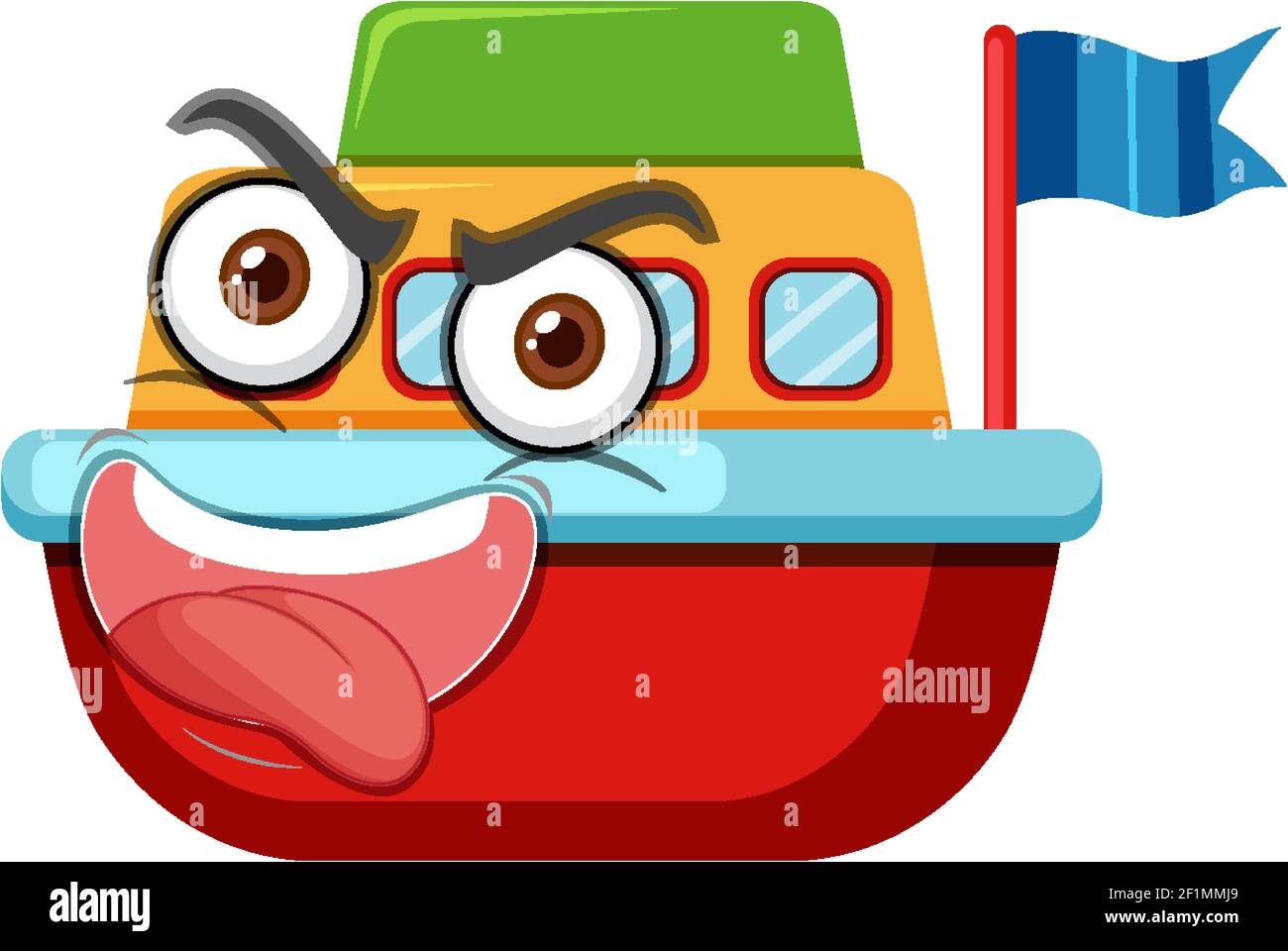 Boat toy cartoon character with facial expression illustration Stock ...