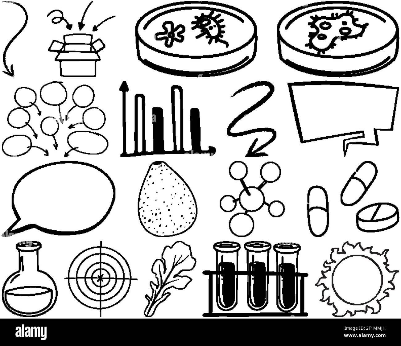 Set of item and symbol hand drawn doodle illustration Stock Vector ...