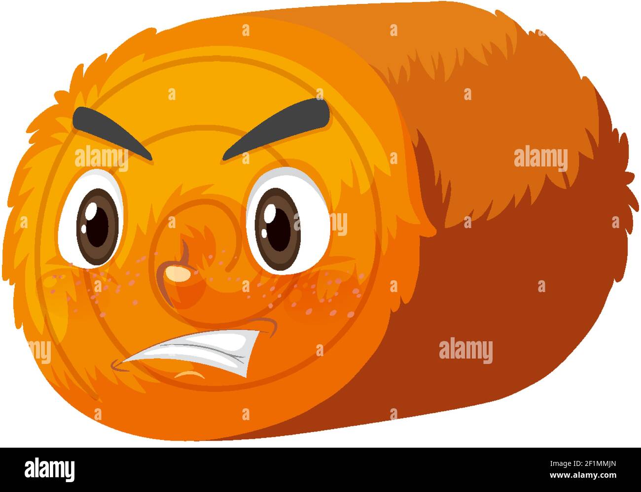 Round hay bale cartoon character with facial expression illustration ...
