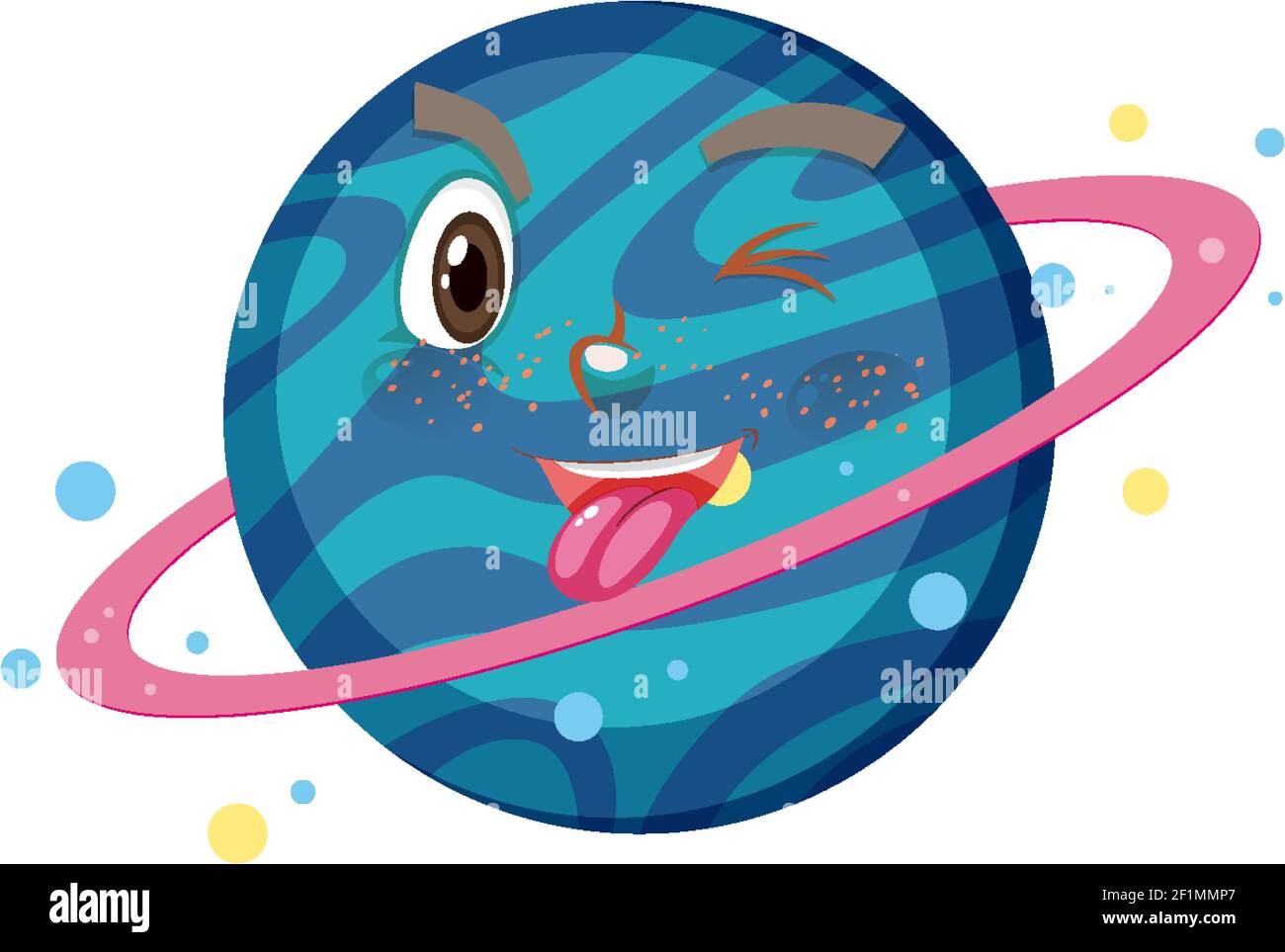 Saturn cartoon character with funny face expression on white background ...