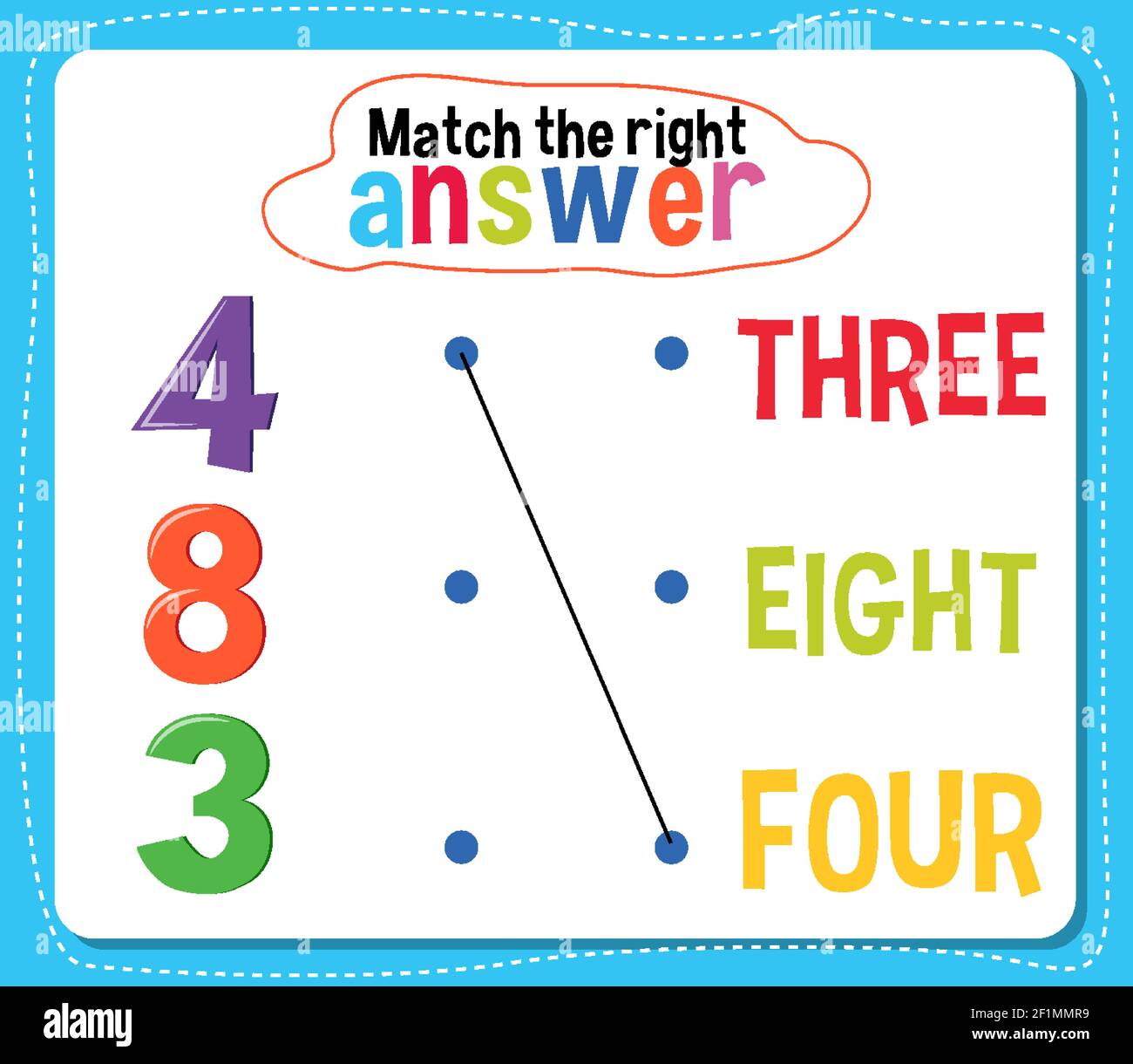 Match the right answer activity for kids illustration Stock Vector ...